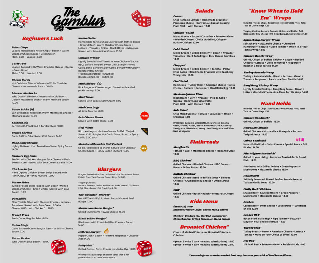 The Gamblur | Menu | Beer | Pizza | BBQ Ribs | The Gamblur